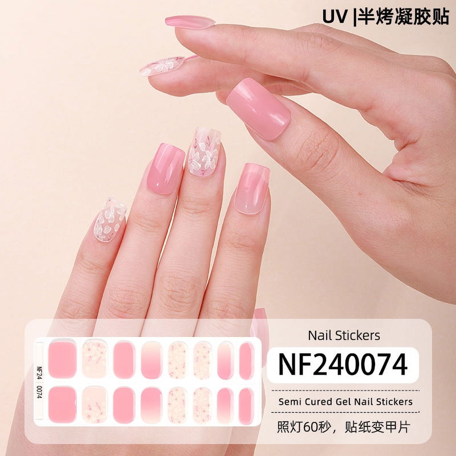 Semi-cured gel nail stickers, 20 pieces real nail polish art stickers ...