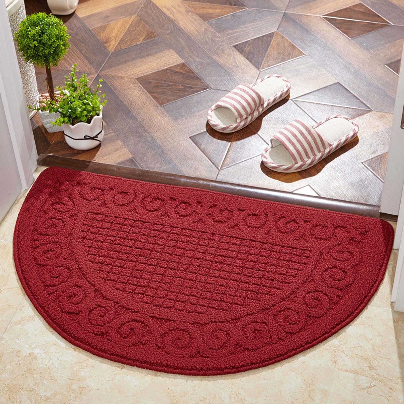 Semicircular Non-slip Floor Mat Easy Clean Solid Color Outdoor Indoor ...