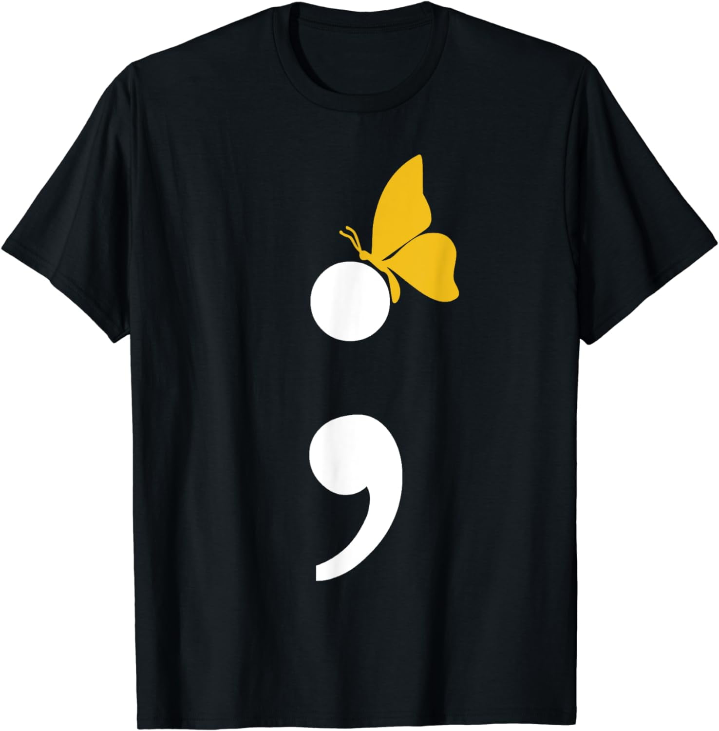 Semicolon Butterfly Suicide Depression Prevention T-Shirt - Walmart.com