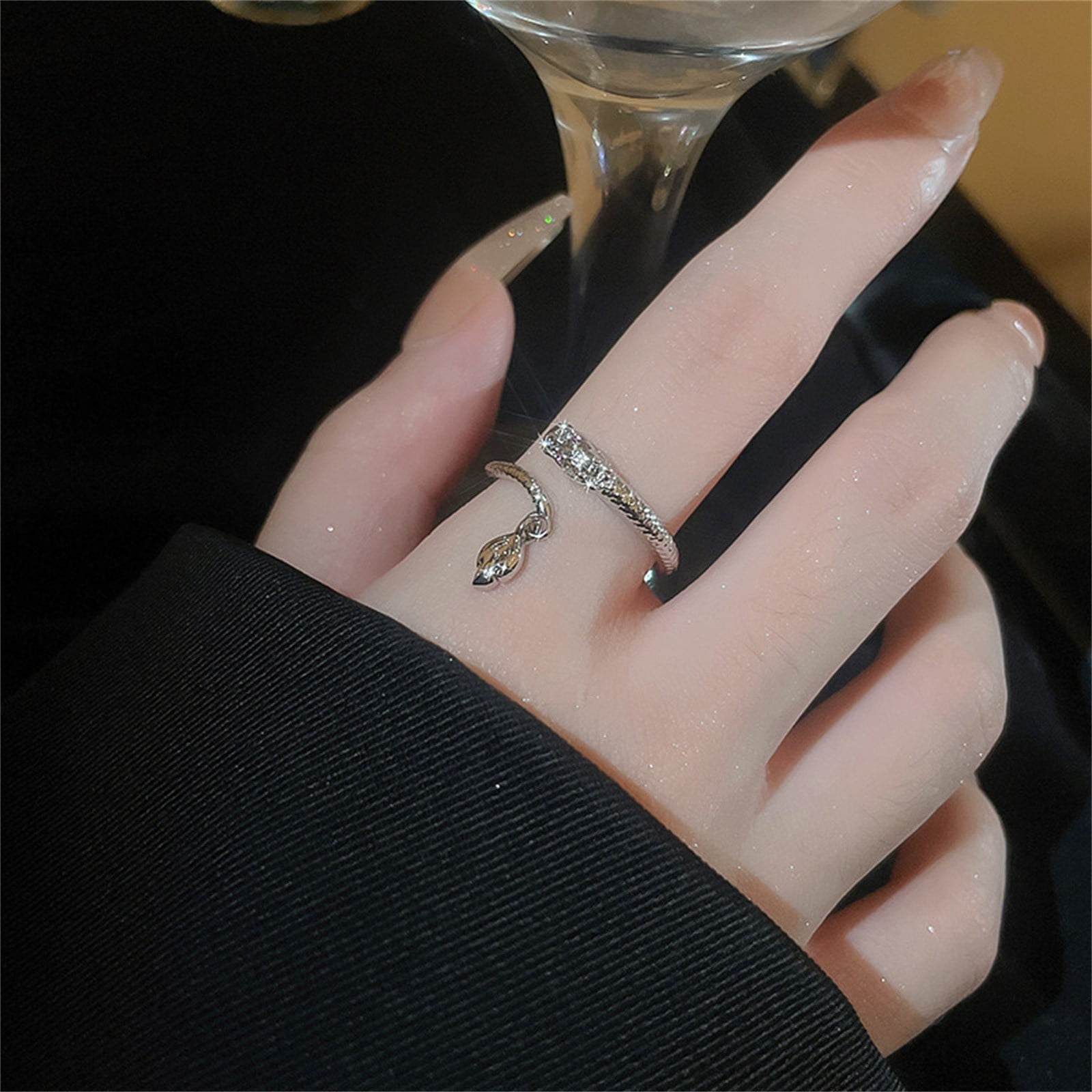 Semicolon Rings for Women Real Gold Electroplated Set Divine Open Ring ...