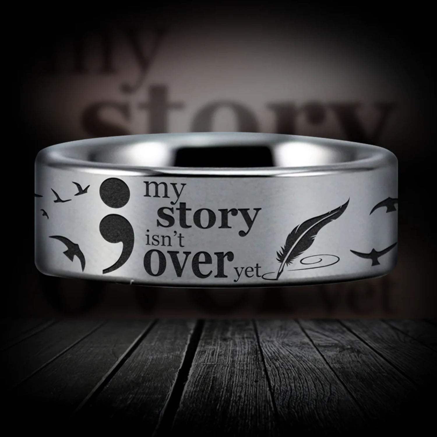 Semicolon Style 1 Tungsten Carbide Ring - Walmart.com