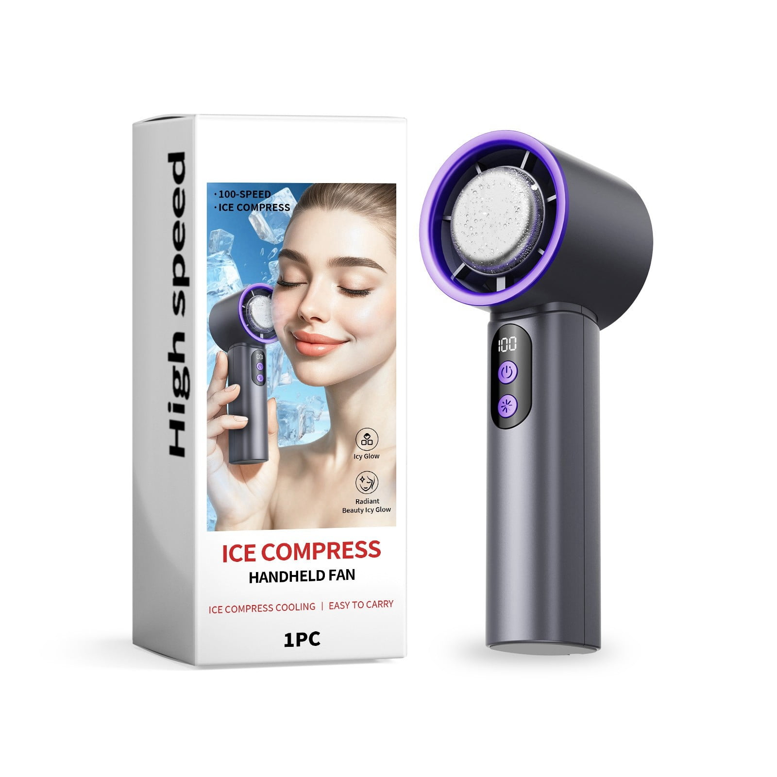 Semiconductor Portable Handheld Mini Desk Fan with Ice Fast Charging ...