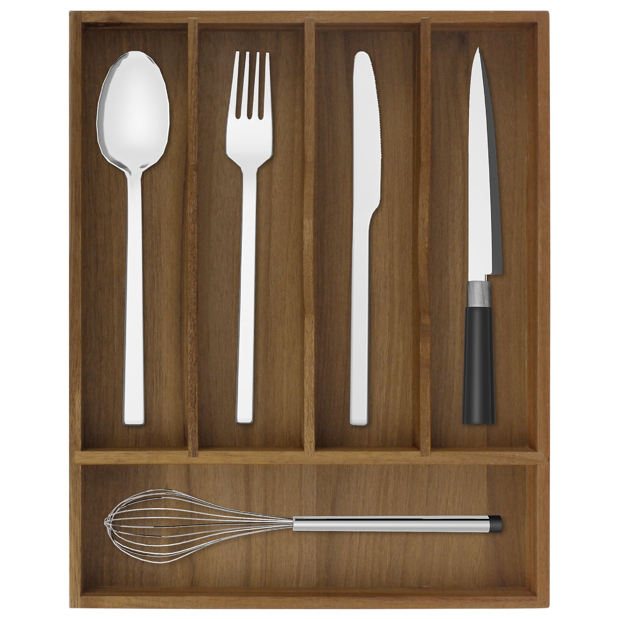 Semiocthome Acacia Wood Silverware Organizer Kitchen Storage Drawers ...