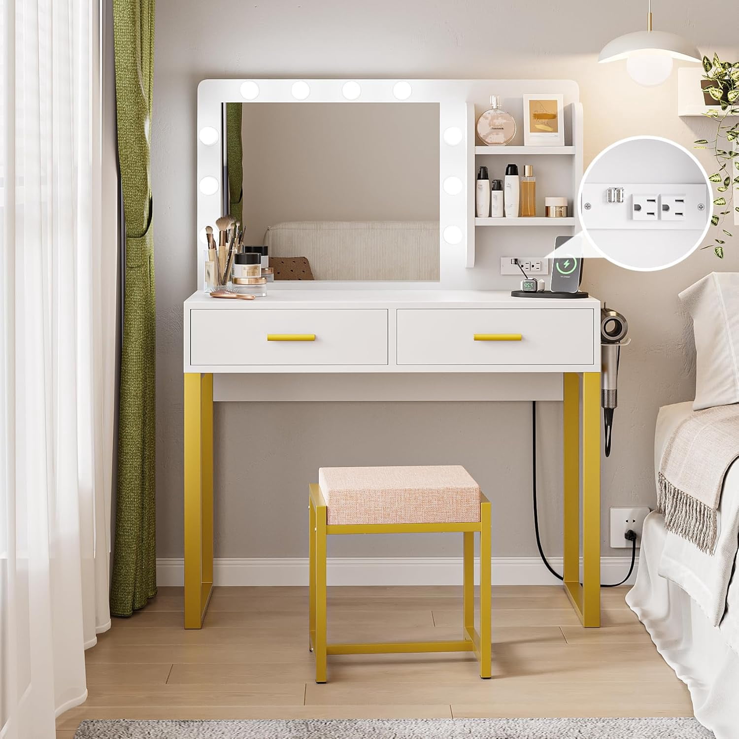 Semiocthome Makeup Vanity Desk with Mirror and Lights, Make Up Vanity ...
