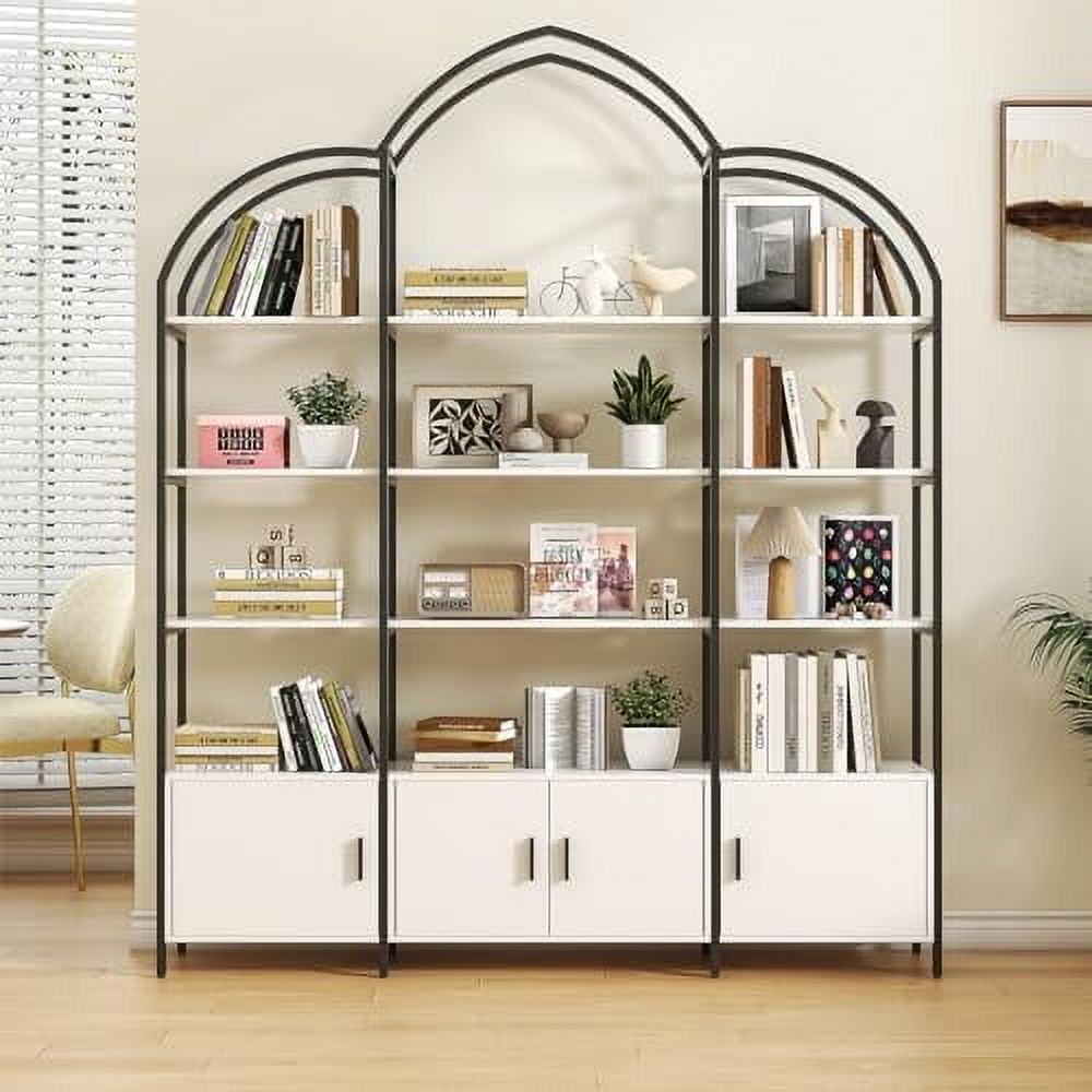 Semoic Arched Bookshelves and Bookcases: Triple Wide 5-Tier Large Open ...