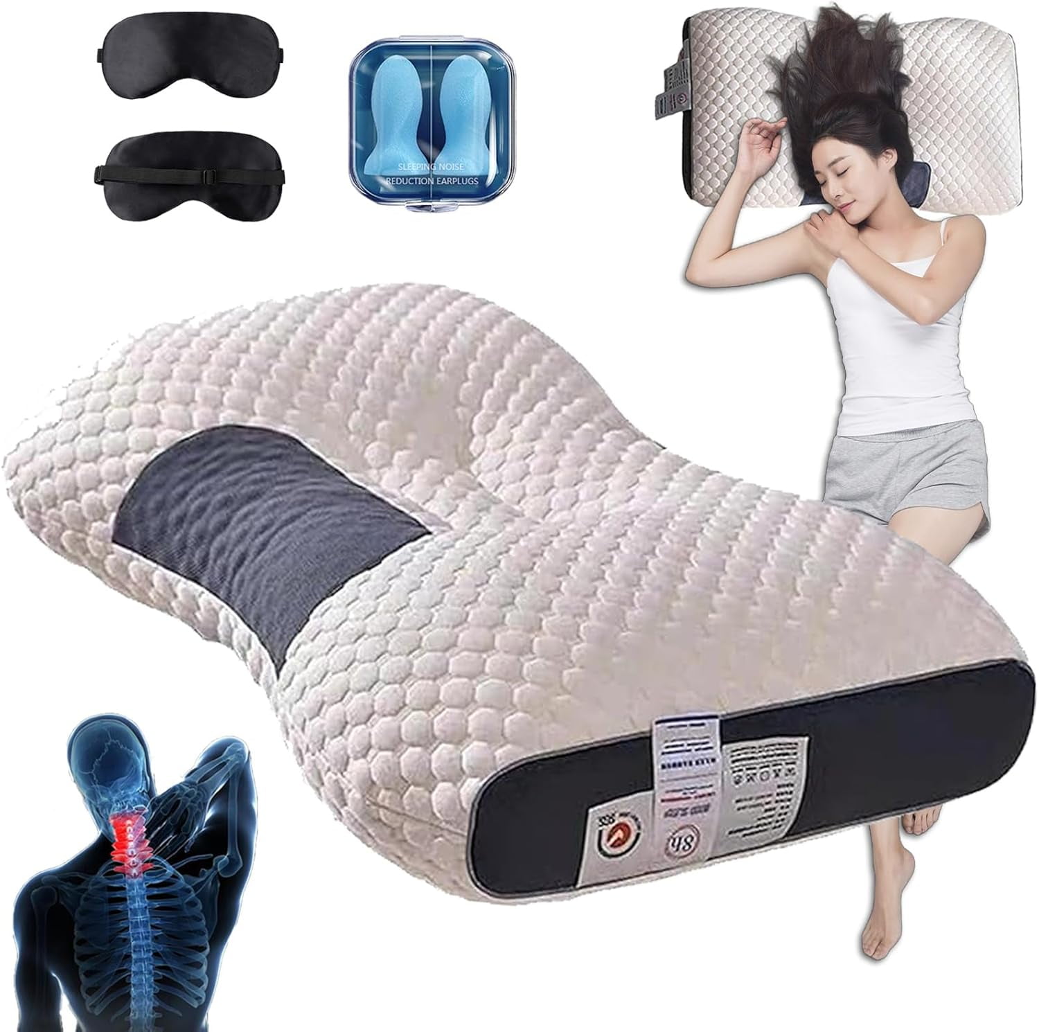 Sempai Cervical Breathable Fabric Ergonomic Contoured Neck Pillow ...