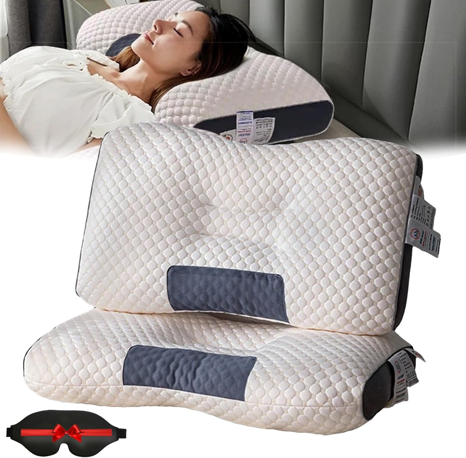 Sempai Cervical Breathable Fabric Ergonomic Contoured Neck Pillow ...