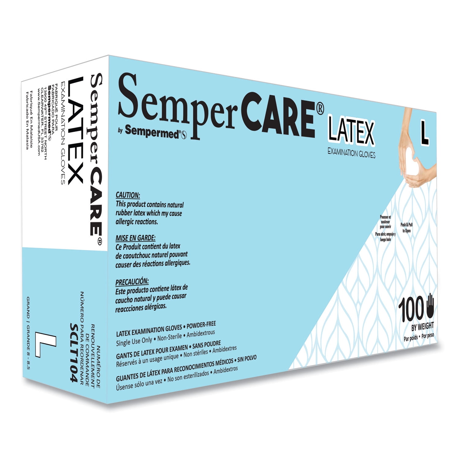 SemperCare® Latex Examination Gloves, Powder-Free, Large, Cream, 5 mil, 100/Box, 10 Boxes/Carton ...
