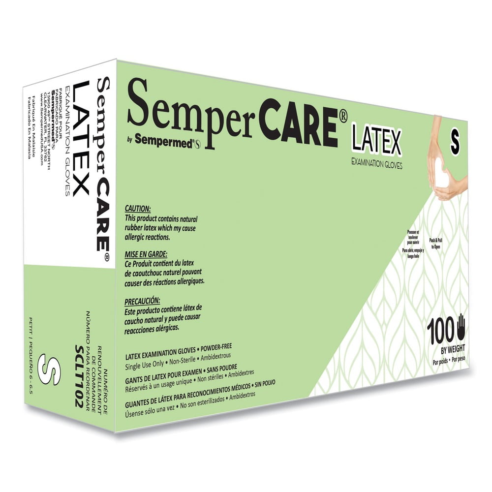 SemperCare SCLT102 Latex Examination Gloves - Cream/Small (100/Box ...