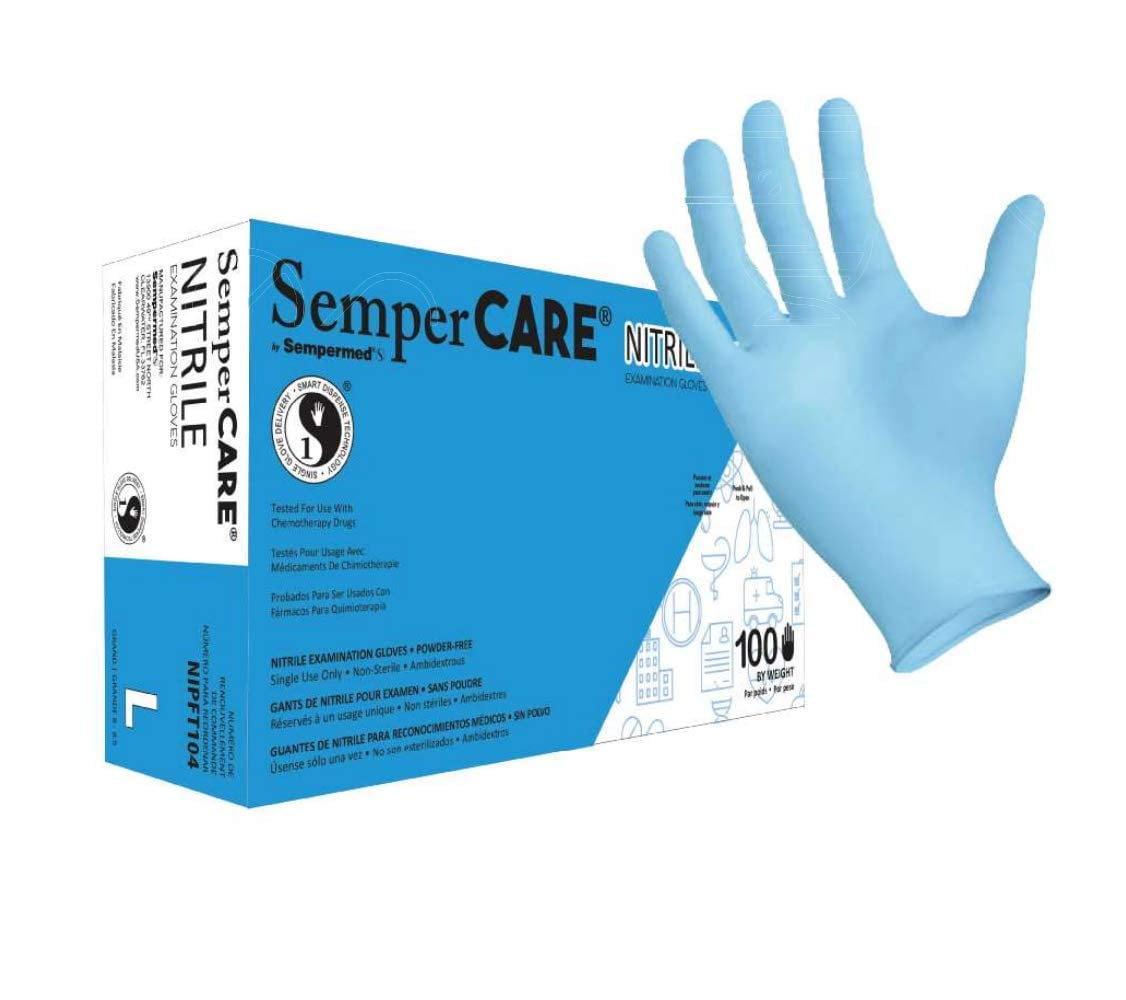 Sempermed NIPFT104 Glove, Exam, Nitrile, Large, Powder Free (Pack of 1000) - Walmart.com