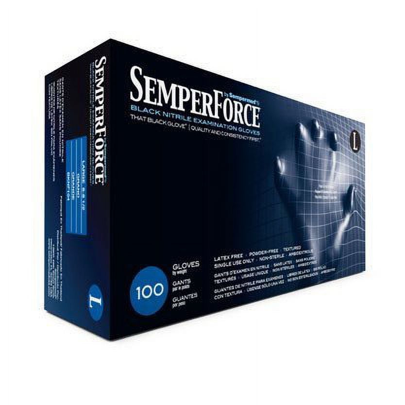 Sempermed SemperForce Black Powder Free Exam Medical Gloves, Small (10 Boxes: 1000 Case ...