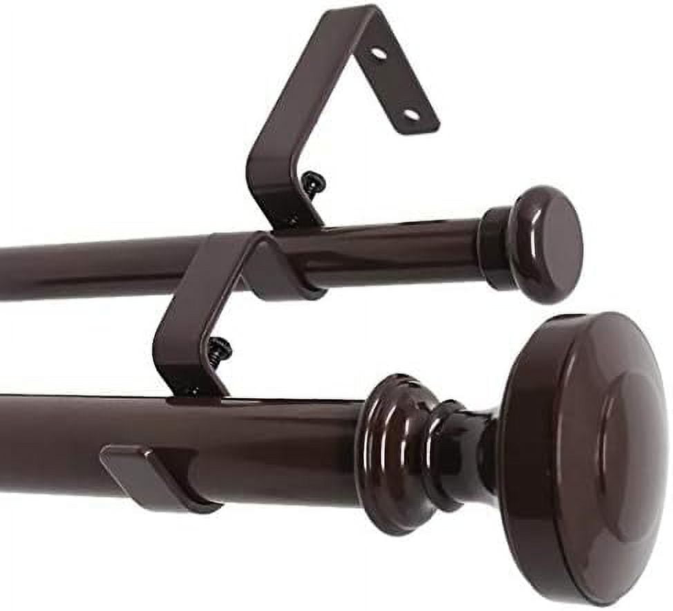 Semplice Flat Button 1" 5/8" Double Drapery Curtain Window Rod Set - 48 ...