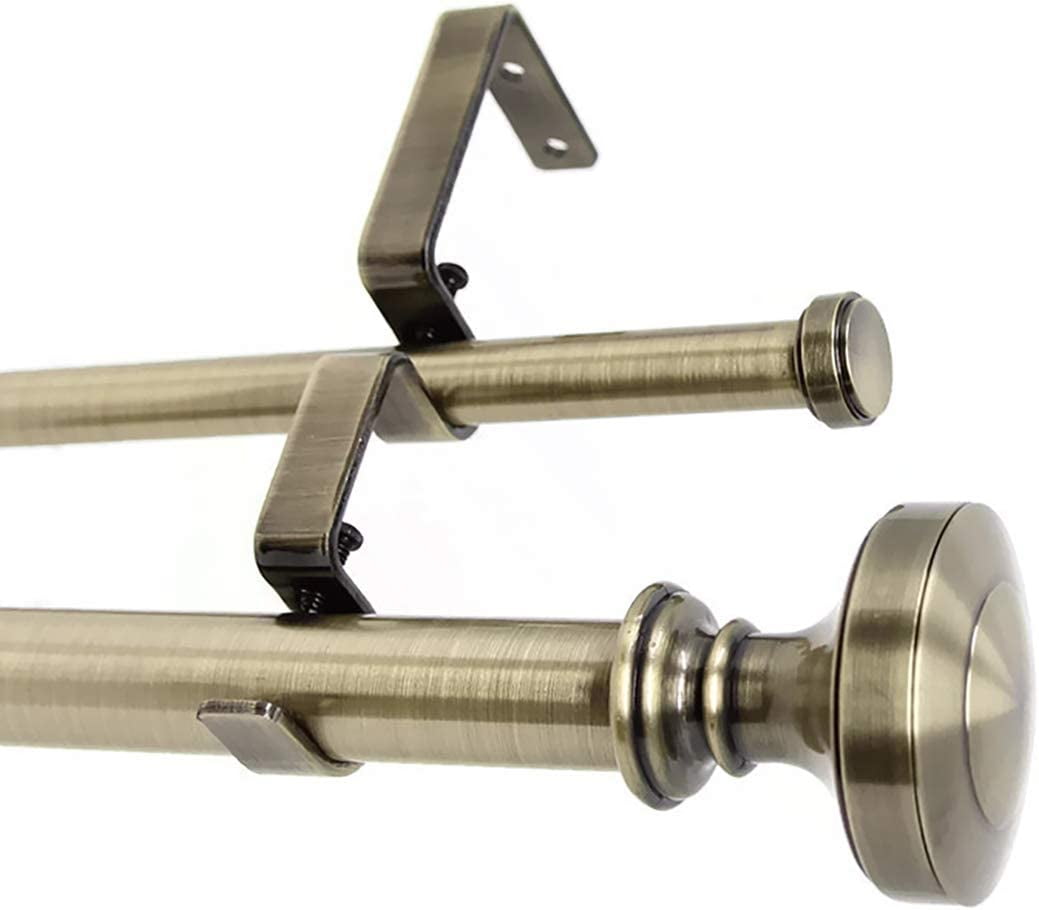 Semplice Manhattan Double Drapery Rod Set, 1 5/8 Inch Window Curtain ...