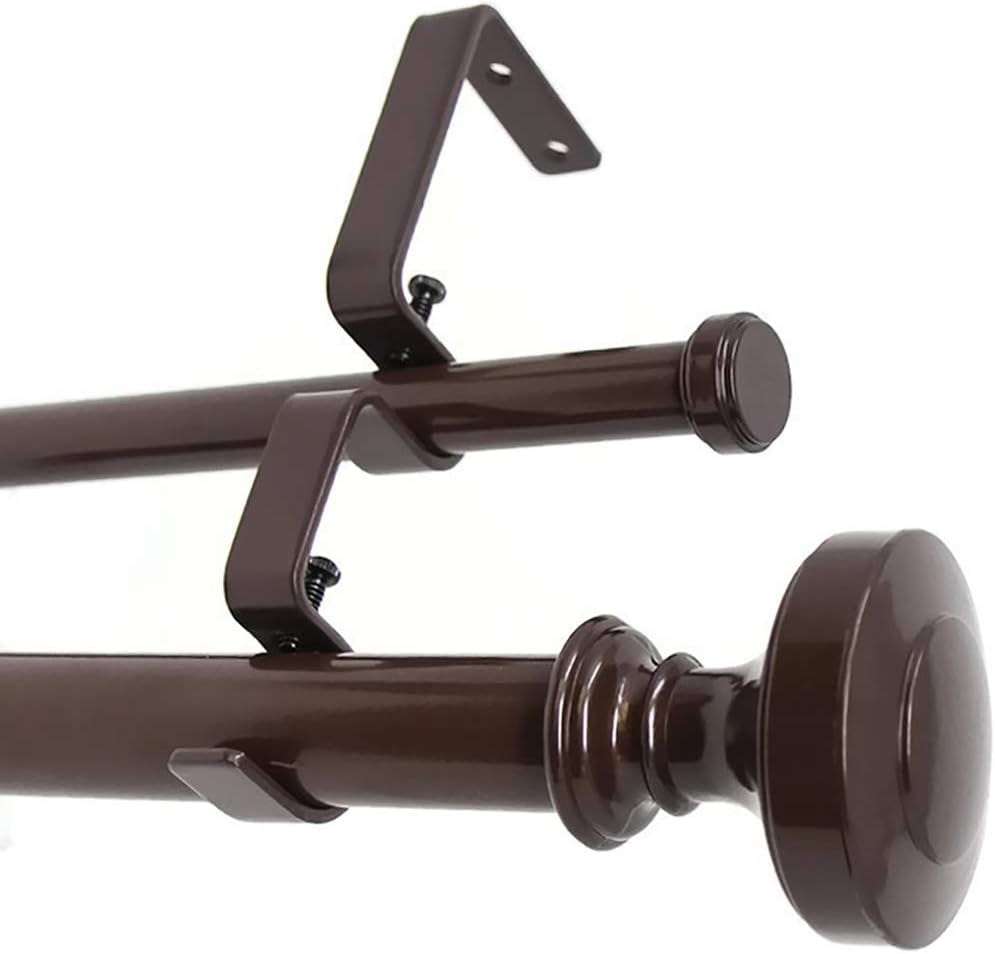 Semplice Manhattan Double Drapery Rod Set, 1 5/8 Inch Window Curtain ...