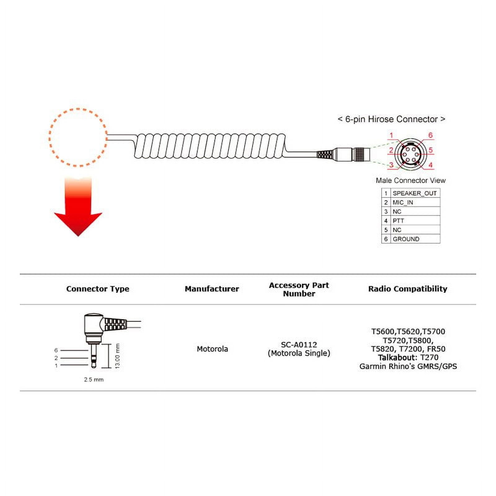 Sena SC-A0112 - SR10 2-Way Radio Cable with Single Pin Connector ...