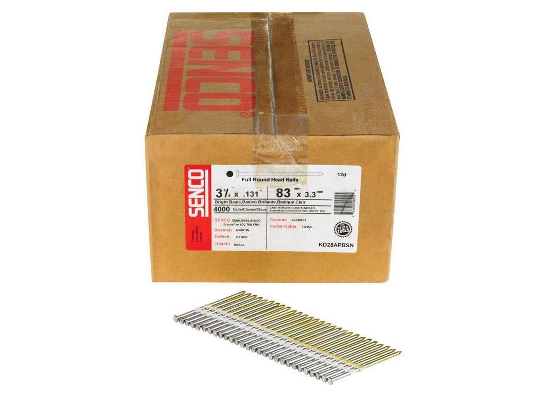 Senco KD28APBSN Framing Nails 3-1/4" Angled Strip Bright 20 deg Bright ...