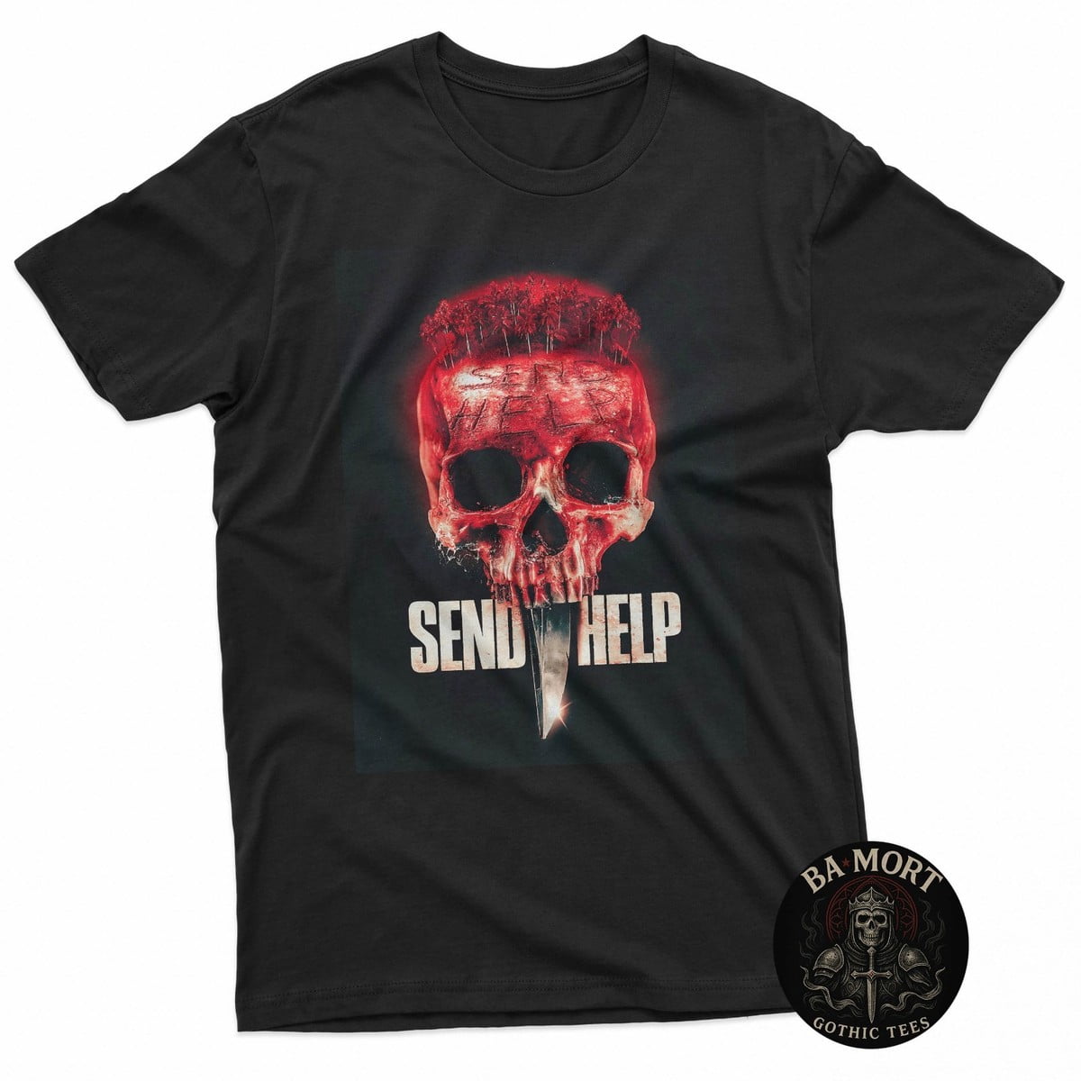 Send Help Red Skull Graphic T-Shirt - Walmart.com