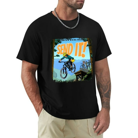 Send It Men's Cotton HD Print Short Sleeve T-Shirt Crew Neck Top Black ...