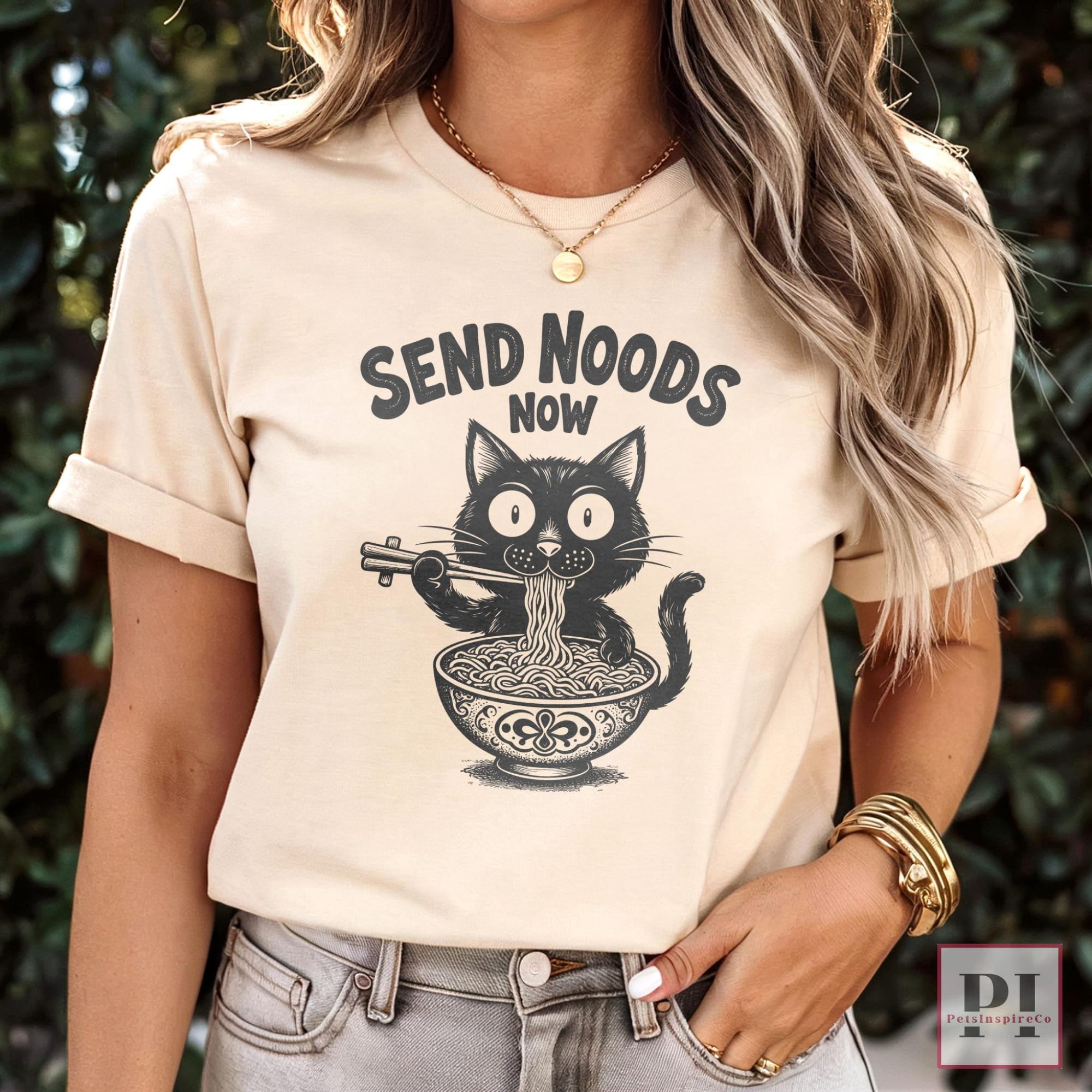 Send Noods Cat TShirt Funny Ramen Noodle Meme Tee - Walmart.com