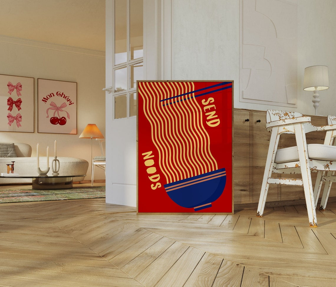 Send Noods Print, Noodles Wall Art, Asian Wall Art, Noodle Print ...