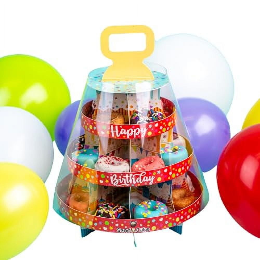 SendaCake Happy Birthday Donut Tower - 20 Individually Wrapped Mini ...