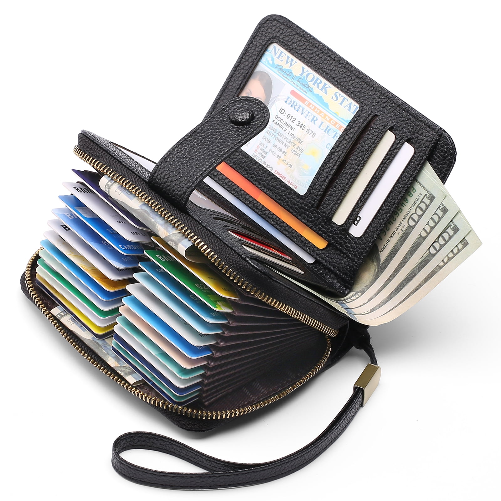 Sendefn Leather Credit Card Holder Wallet for Women RFID Blocking ...