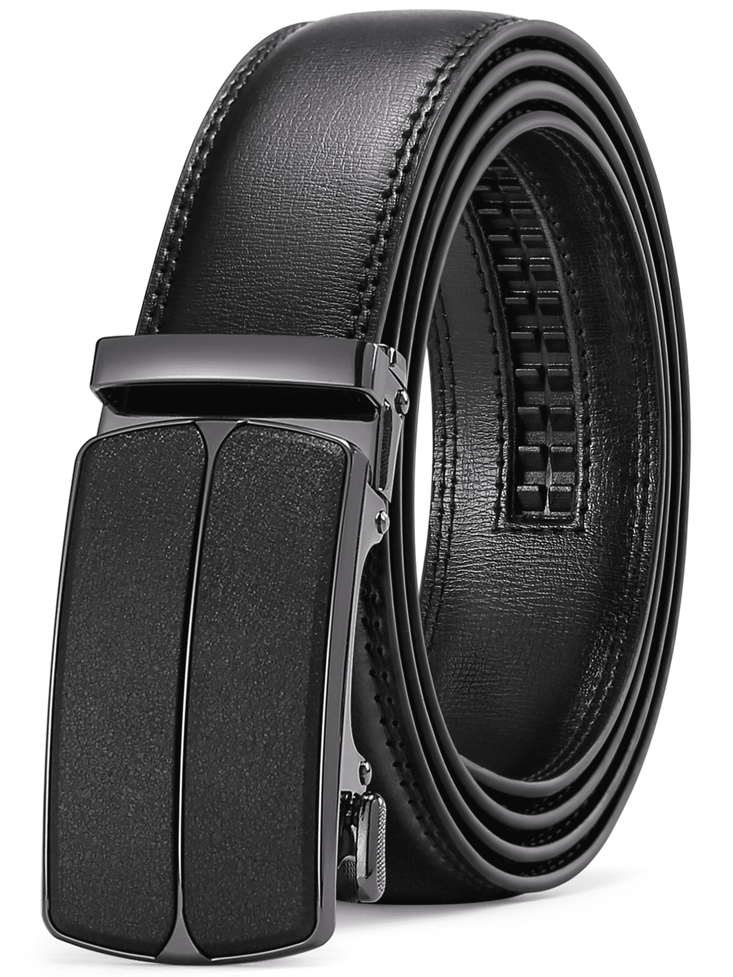 Sendefn Men's Leather Belt Automatic Ratchet Buckle Slide Belt for ...