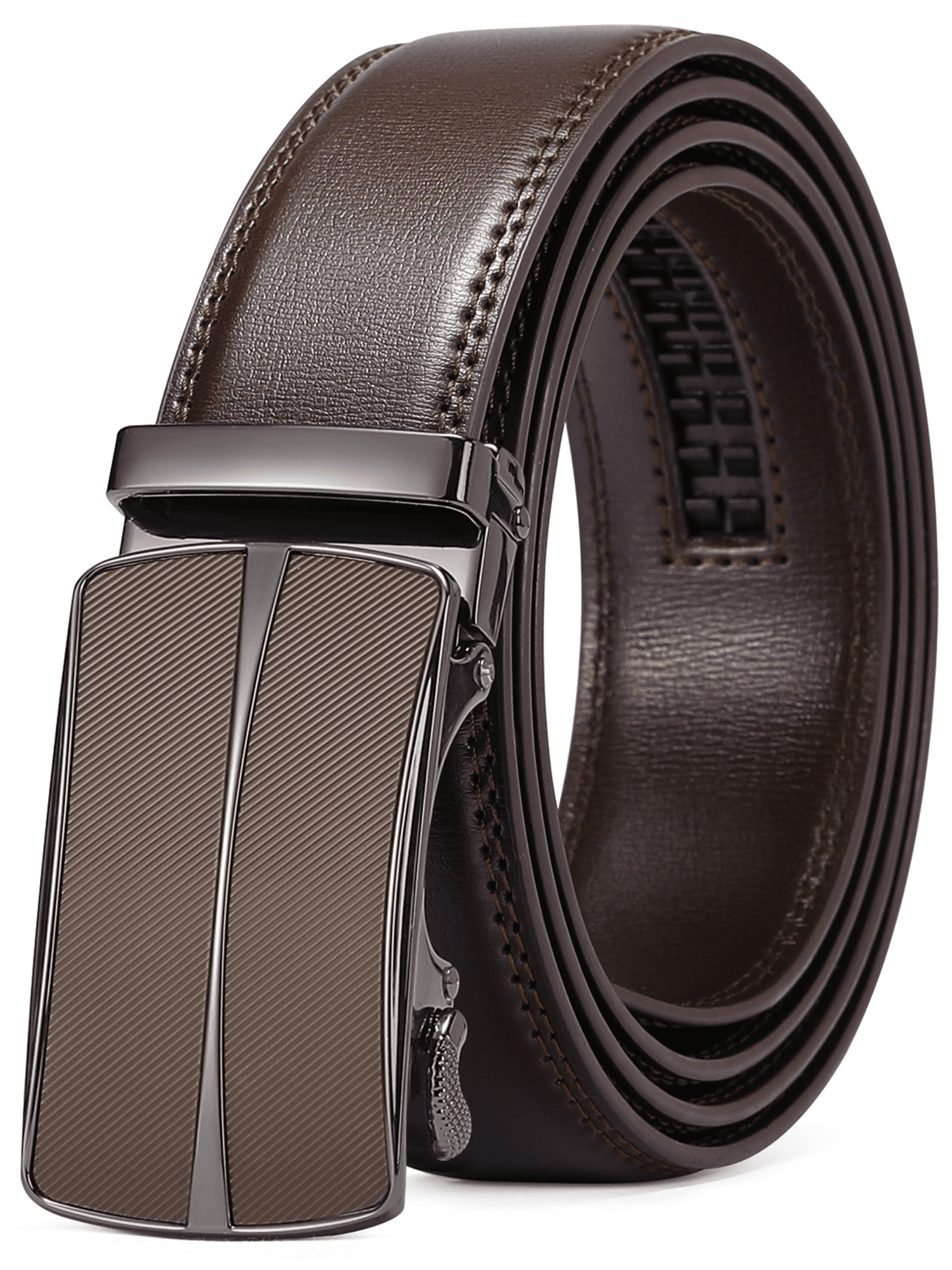 Sendefn Leather Belt with Automatic Ratchet Buckle, Adjustable up to 52 ...