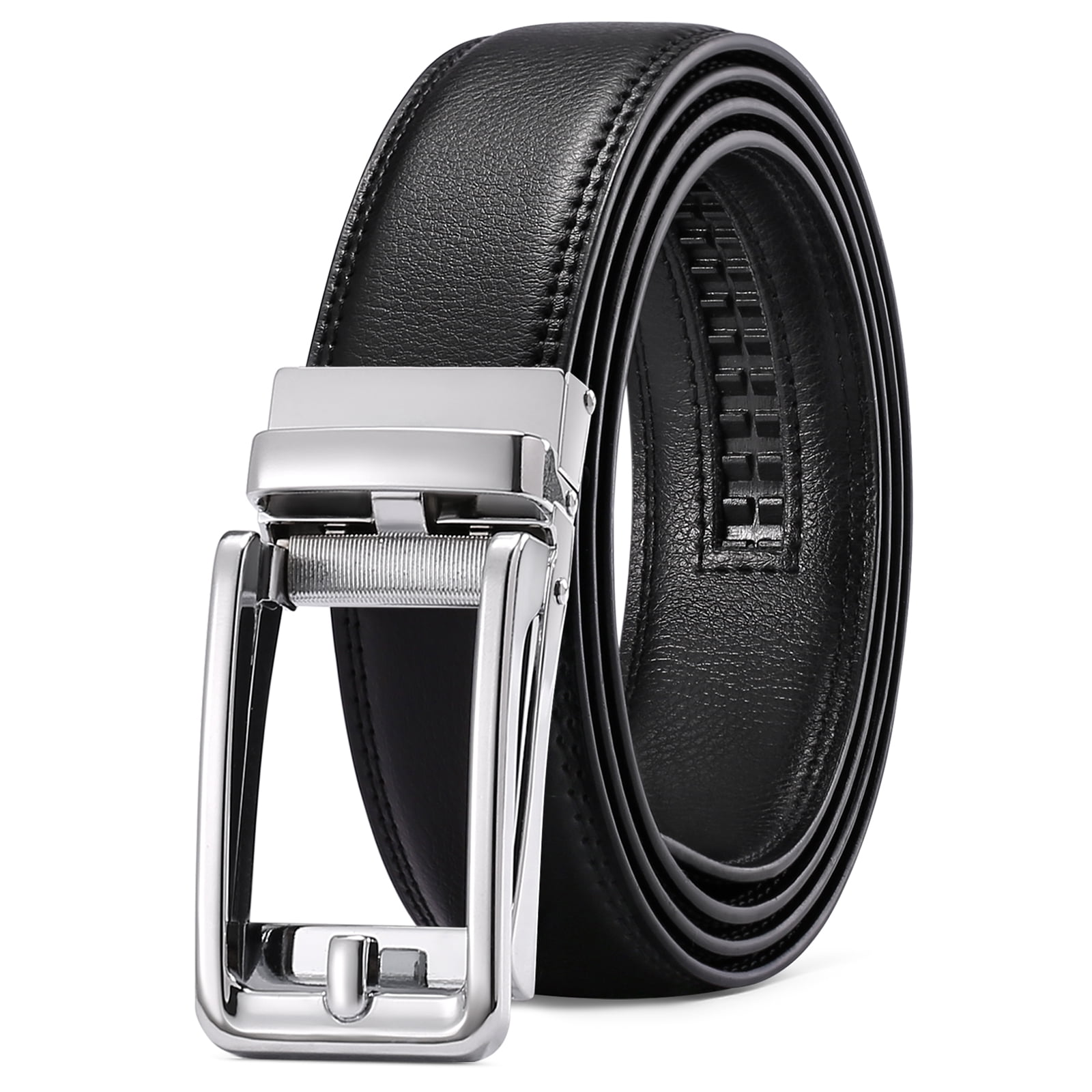 Sendefn Men's Leather Belt Automatic Ratchet Buckle Slide Belt for ...