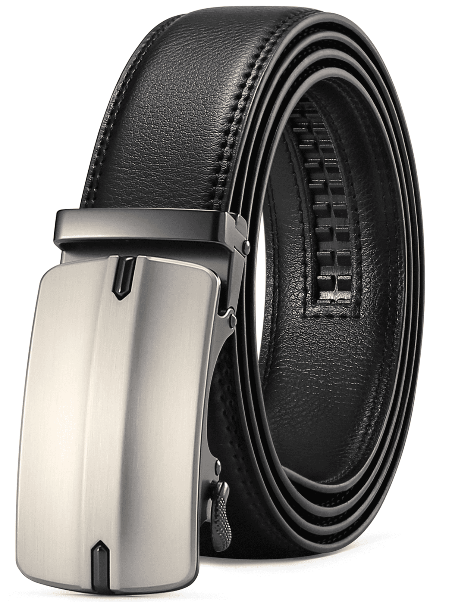 SENDEFN Men's Leather Belt, Automatic Ratchet Buckle, Trim to Fit ...