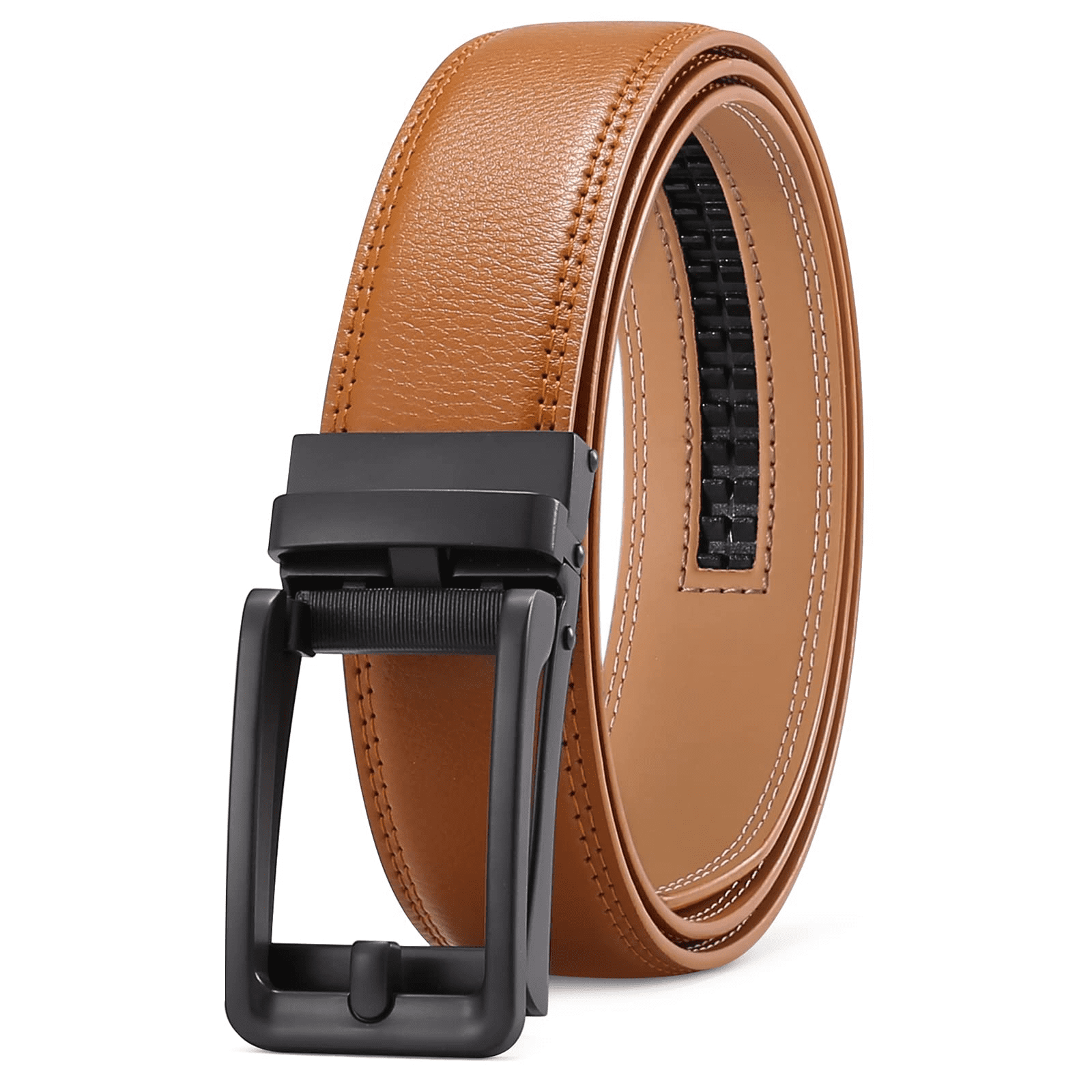Sendefn Men's Leather Belt Automatic Ratchet Buckle Slide Belt for ...