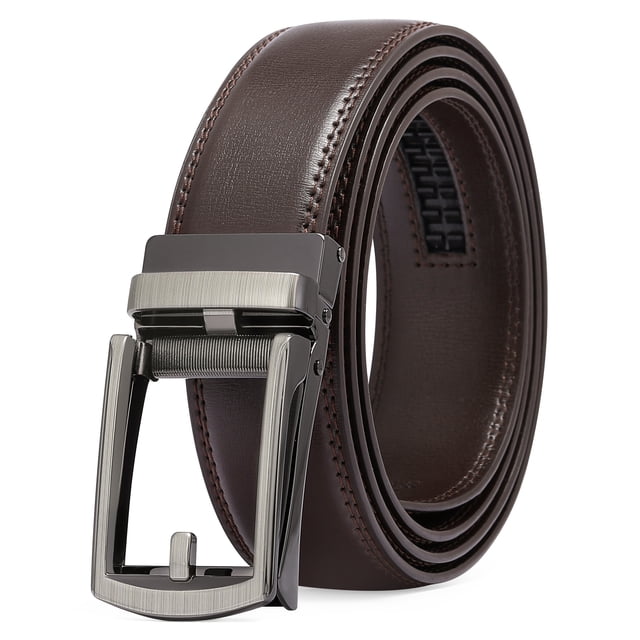 Sendefn Men's Leather Belt Automatic Ratchet Buckle Slide Belt for ...