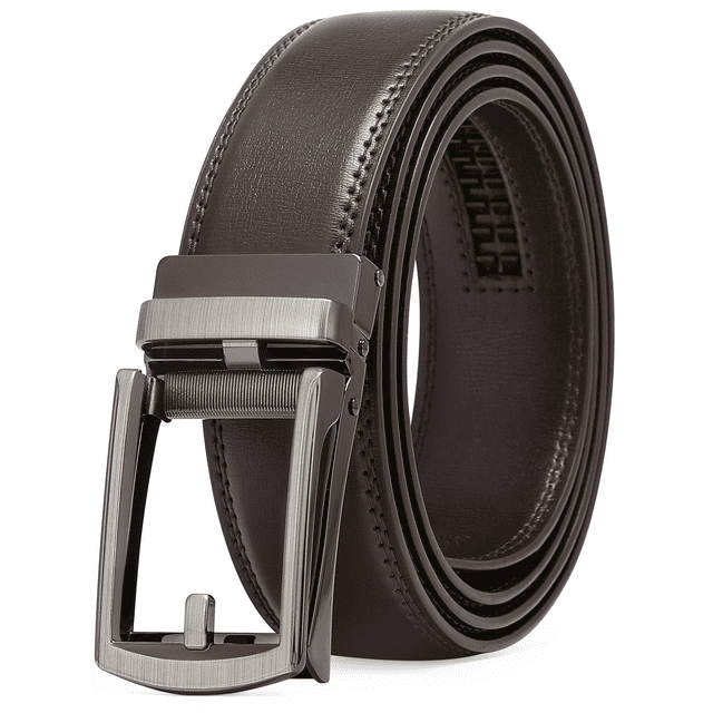 Sendefn Men's Leather Belt: Automatic Ratchet Buckle, Slide Dress Style ...