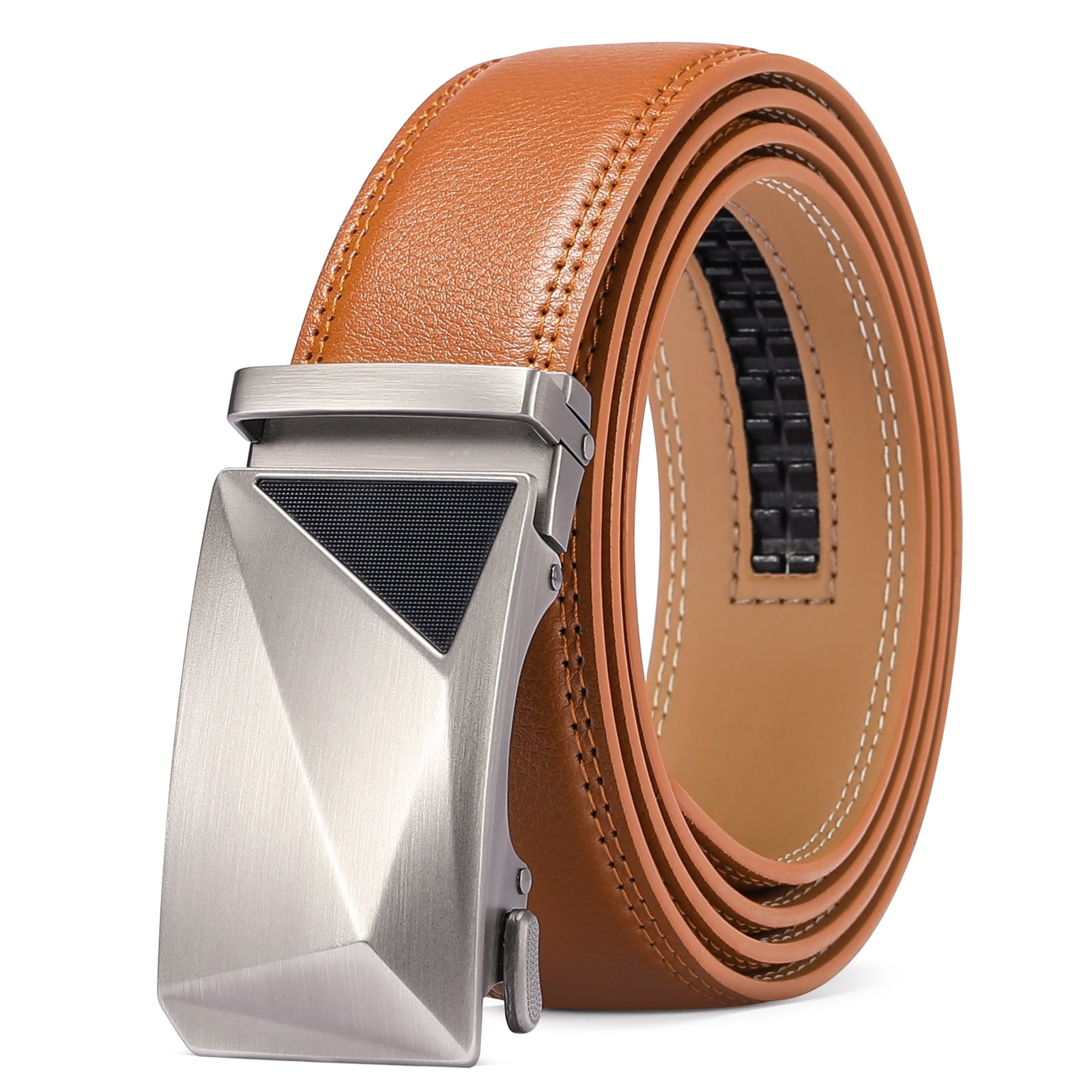 Sendefn Men's Leather Belt Automatic Ratchet Buckle Slide Belt for ...