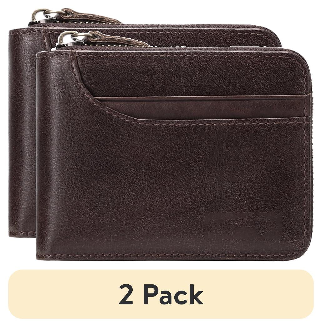 (2 pack) Sendefn Wallets for Men Leather Front Pocket Wallet RFID Zip ...