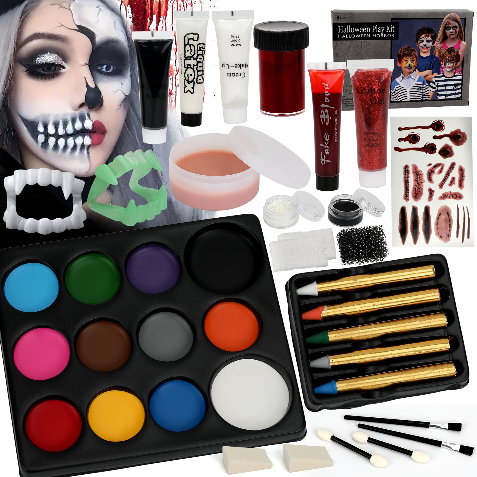Sendida Halloween Makeup Set - Face & Body Paint with Fake Blood ...