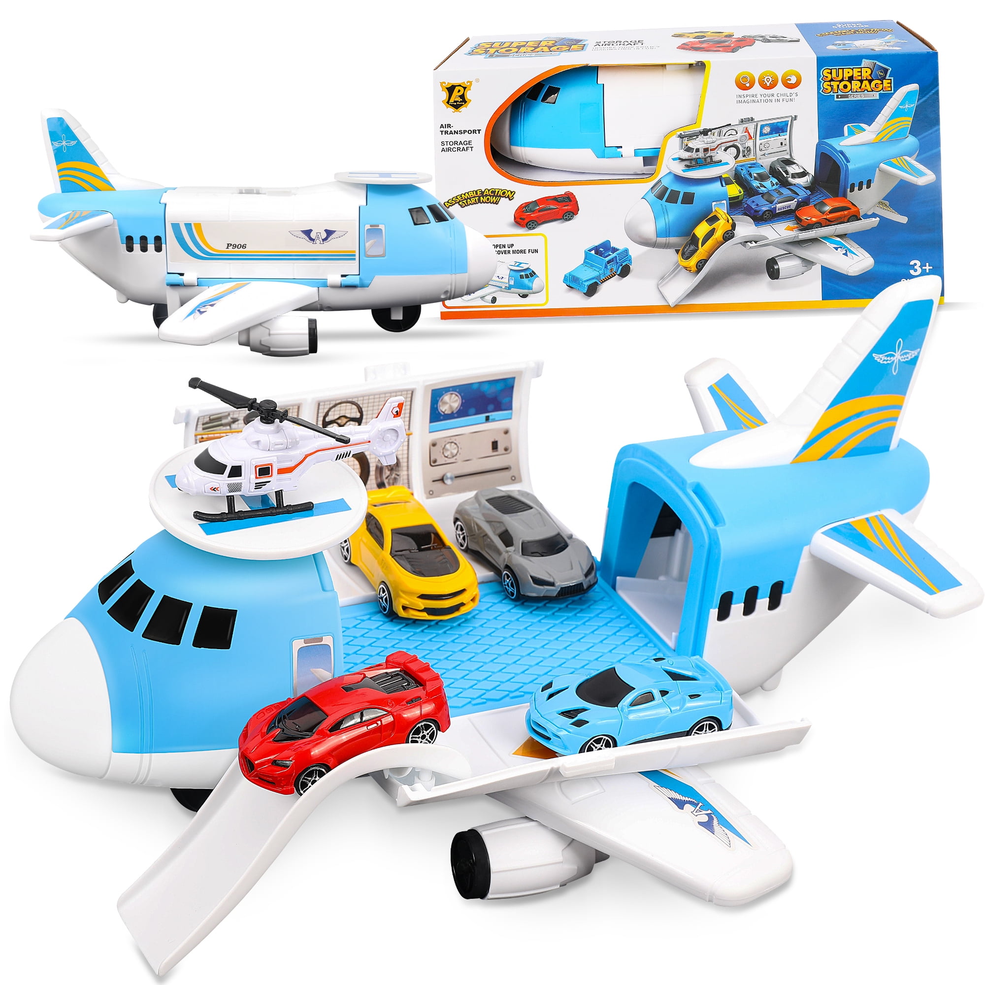 Sendida Kids Airplane Toys, Plane Toys with Car Vehicles for Boy Girls ...
