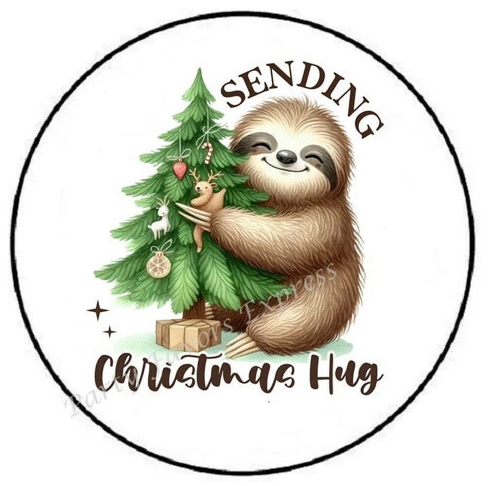 Sending Christmas Hugs Sloth Stickers Party Favors Phone Decal Water ...