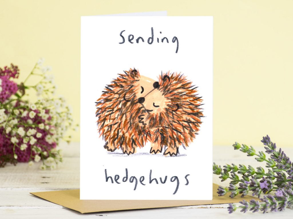 Sending Hedgehugs Greeting Card – Cute Hedgehog Design – Envelope ...