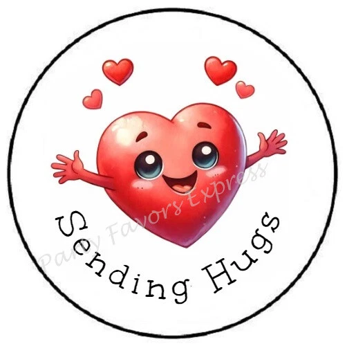Sending Hugs Heart Emoji Stickers Party Favors Phone Decal Water Bottle ...