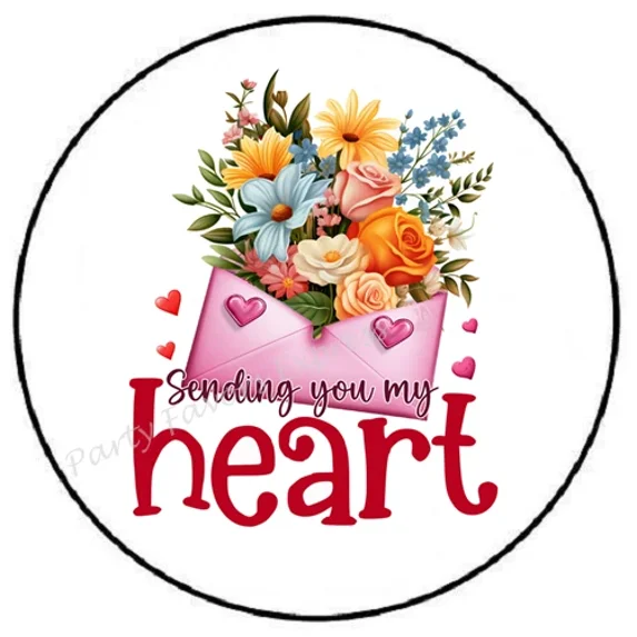 Sending You My Heart Stickers Party Favors Phone Decal Water Bottle ...