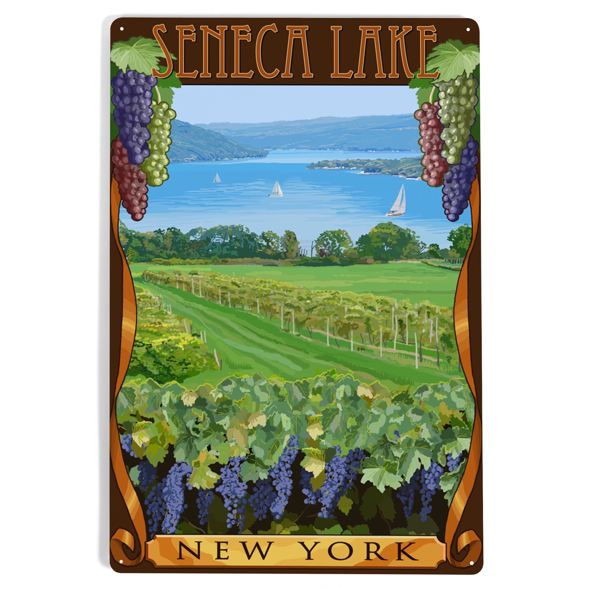 Seneca Lake, New York, Vineyard Scene (12x18 Aluminum Art, Indoor ...