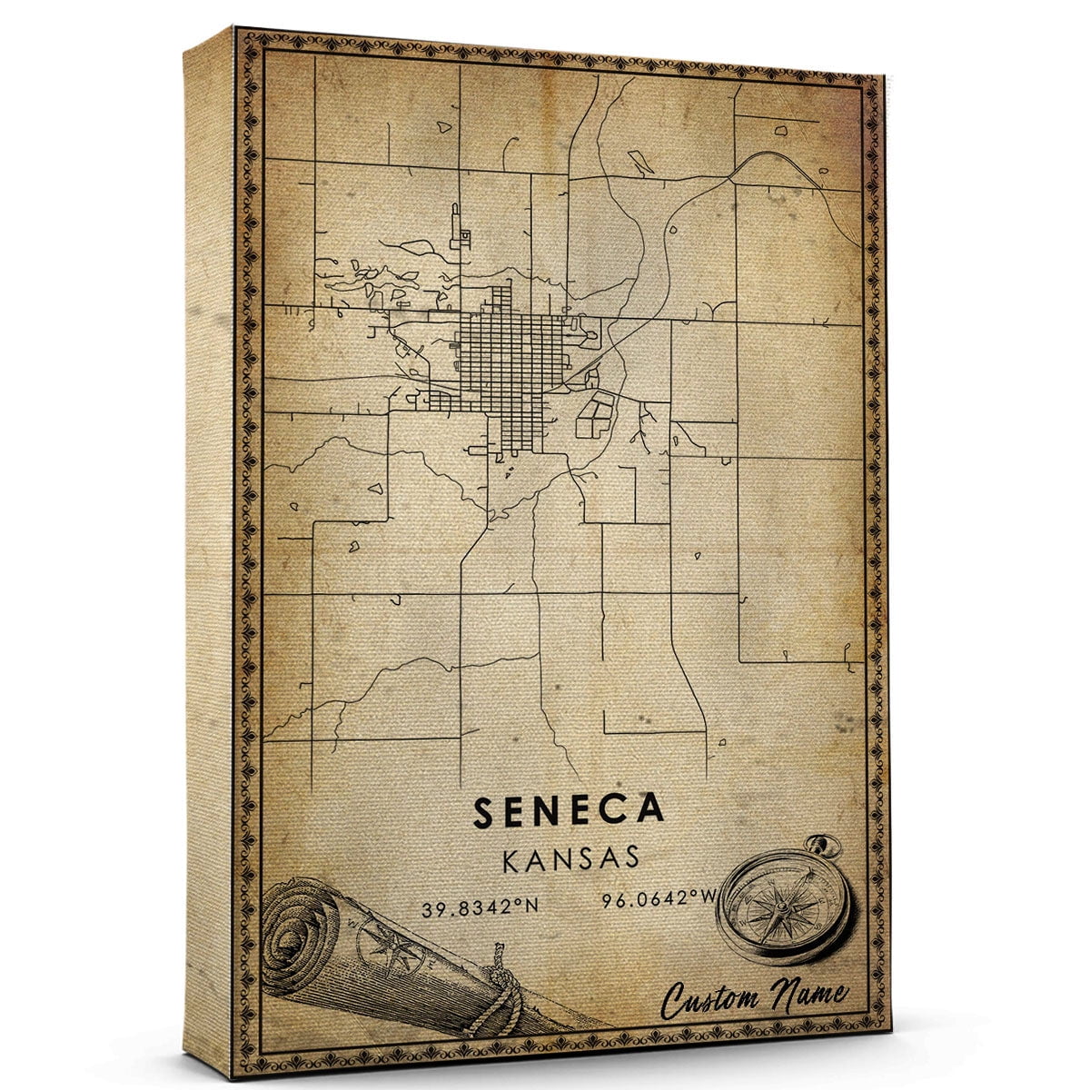 Seneca Map Poster, Kansas Map Art Poster, Canvas, Seneca Map City ...