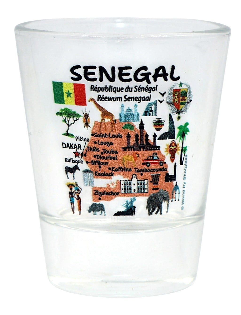 Senegal Map and Attractions Collage Shot Glass - Walmart.com