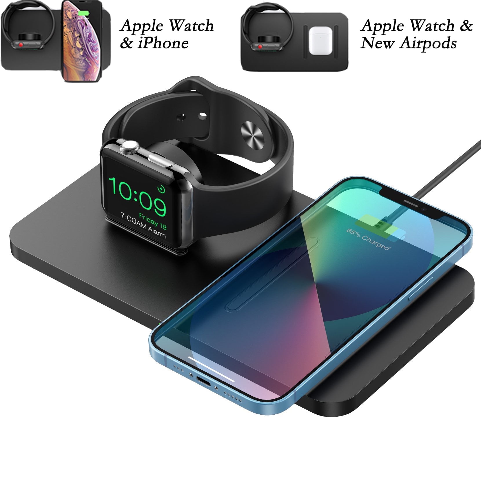 Seneo 2 in 1 Wireless Charger for iPhone 14/Pro/Max/13/12/11, Galaxy ...