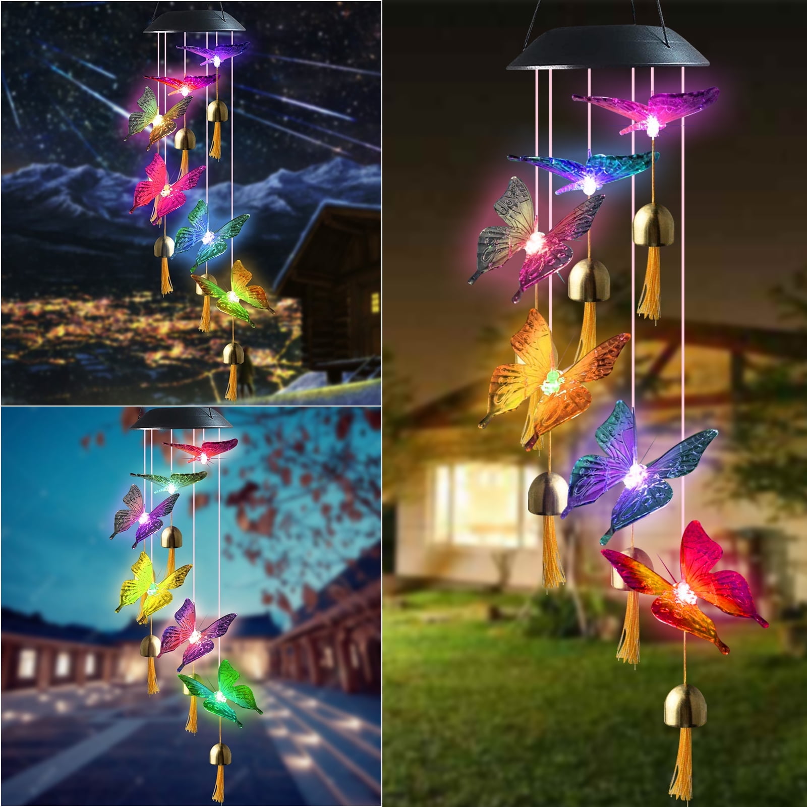 Senew Senew Solar Wind Chimes for Outside Butterfly, Color Changing ...