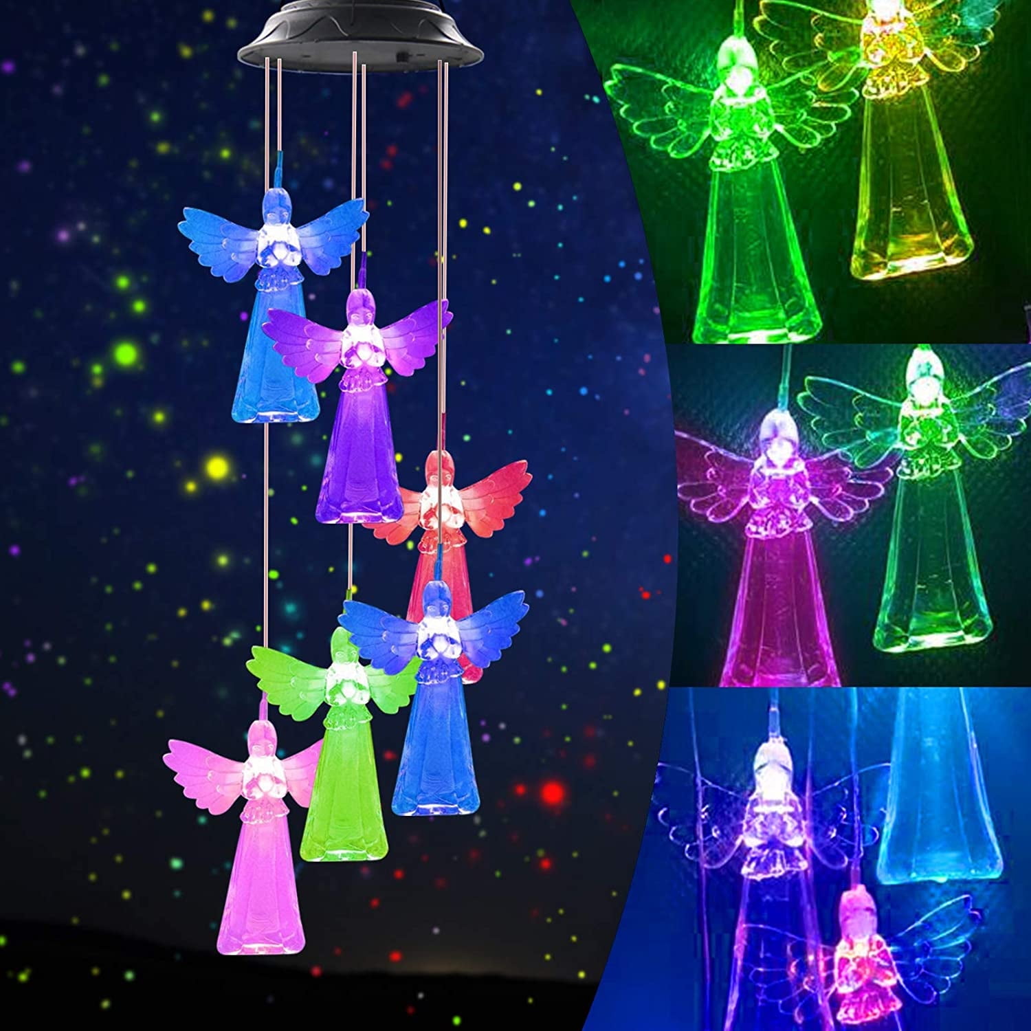 Senew Senew Solar Angel Wind Chimes, LED Color Changing Solar Wind ...