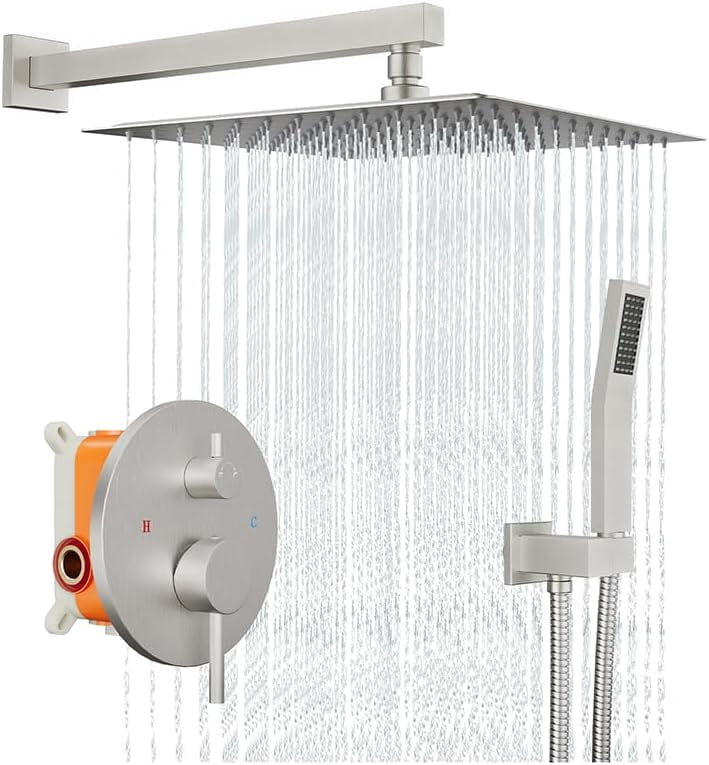 Senfot 10 Inch Bathroom Shower Faucet Set Rainfall Shower Head with ...