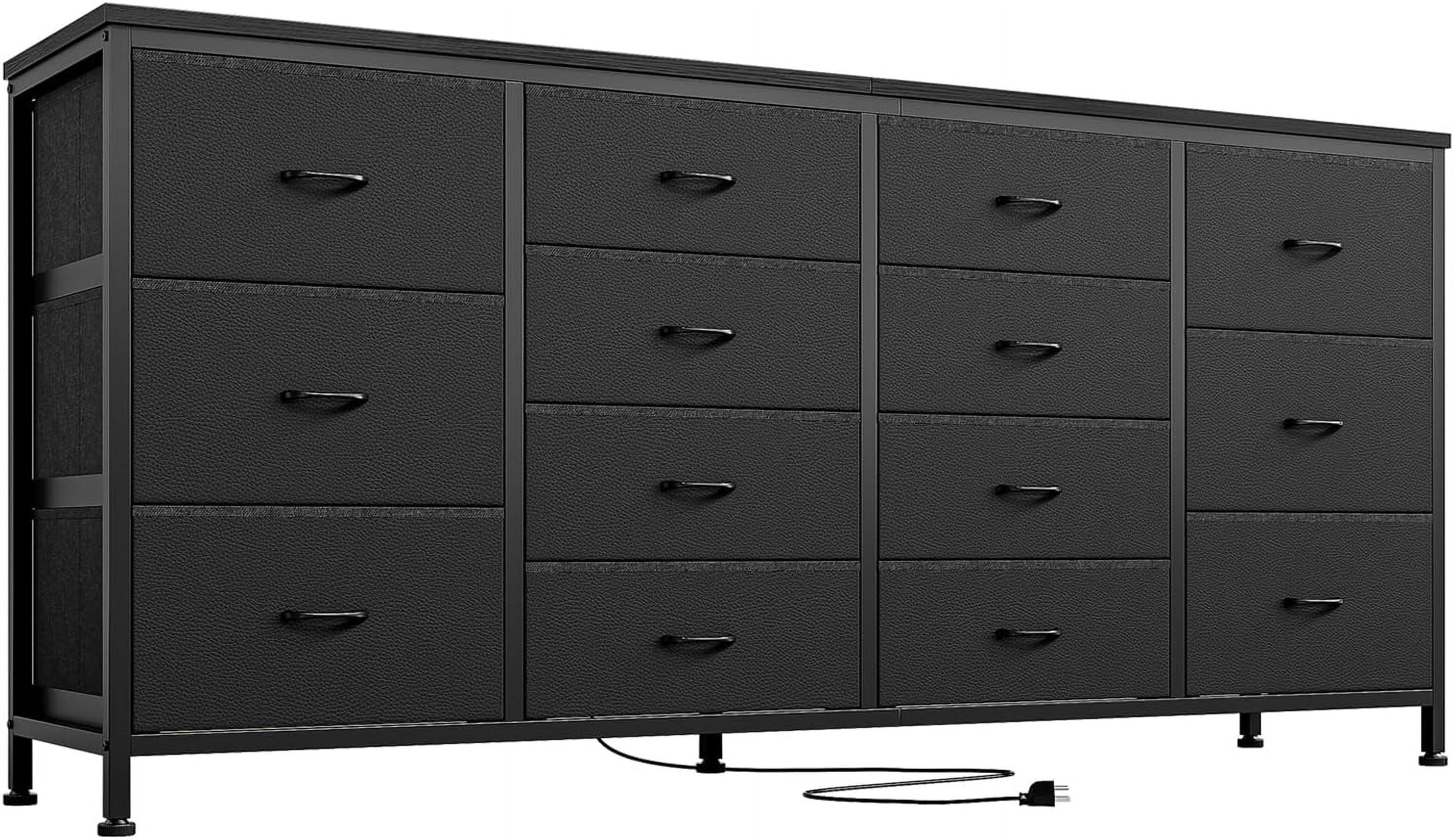 Senfot 14 Drawer Dresser, Long Entertainment Center,63 Inch Black ...