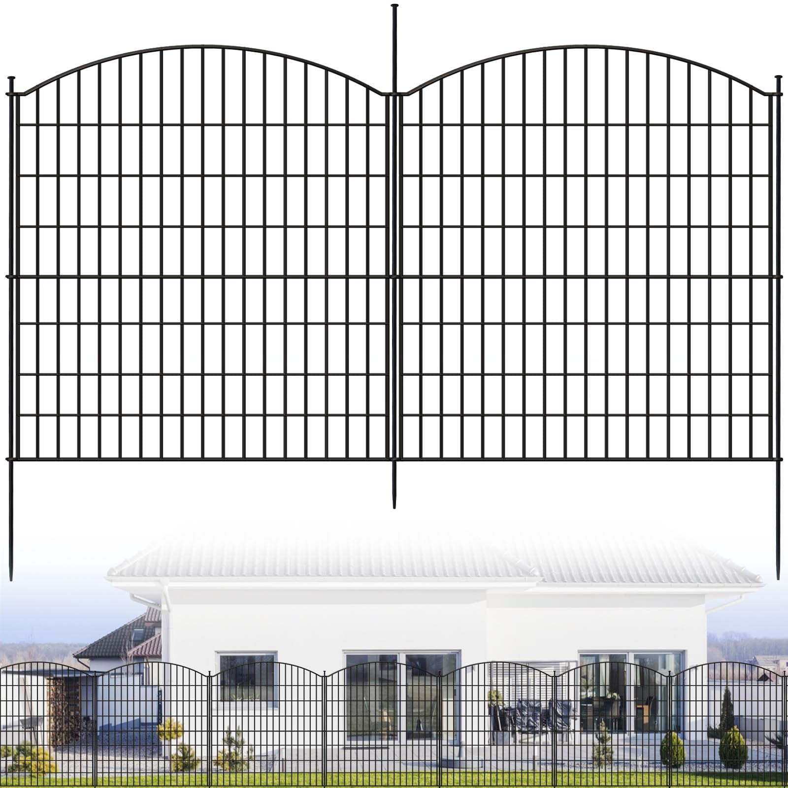 Senfot 15 Pack Arched Top Metal Outdoor Border Fence 29Wx32H Inch Gate ...
